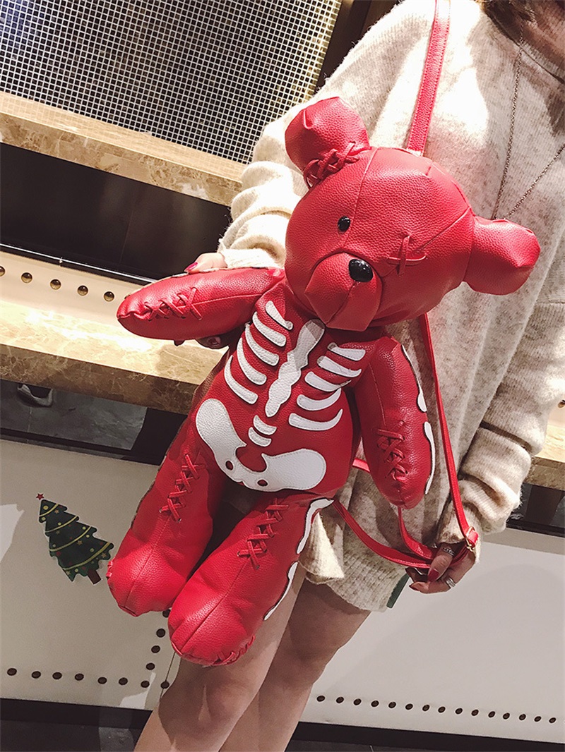 Kawaii Clothing Big Animal Punk Black Skeleton Bear Backpack Bag on Luulla