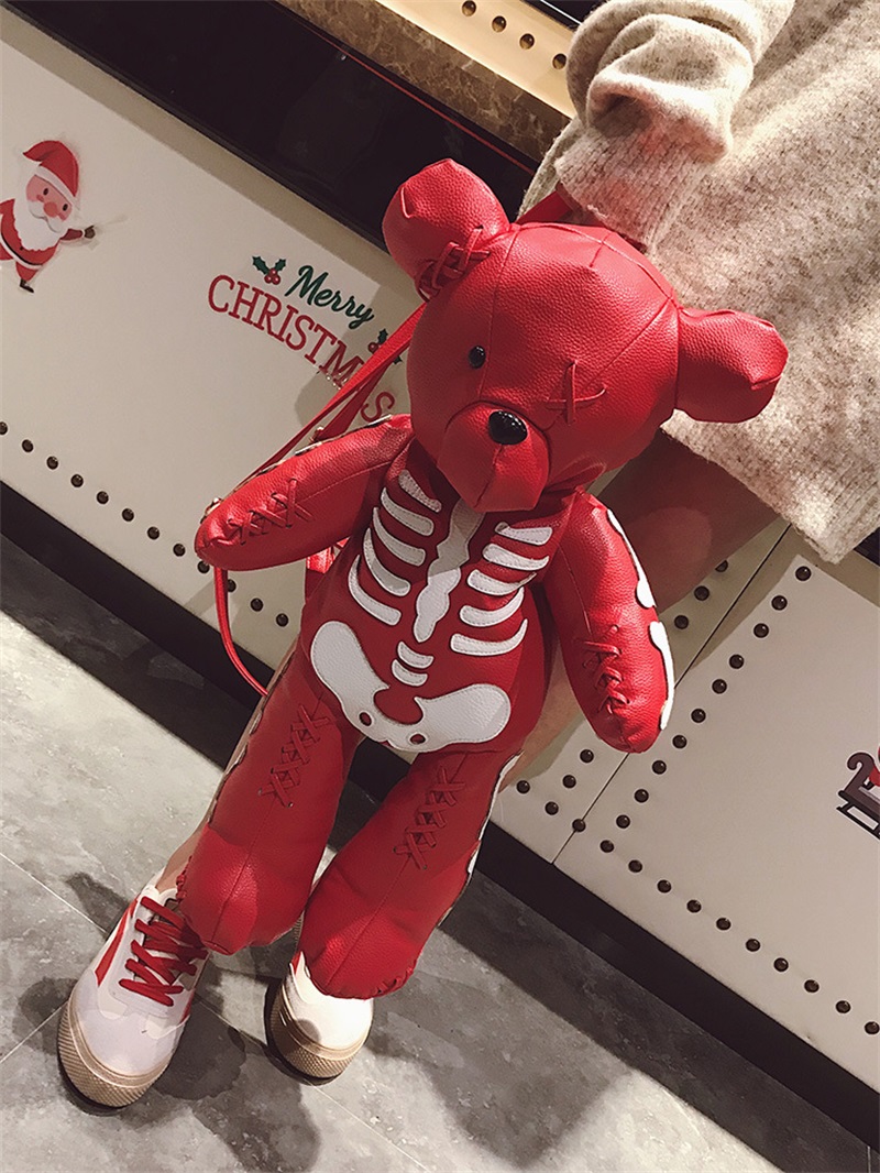 Kawaii Clothing Big Animal Punk Black Skeleton Bear Backpack Bag on Luulla